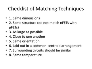 Matching concept in Microelectronics | PDF