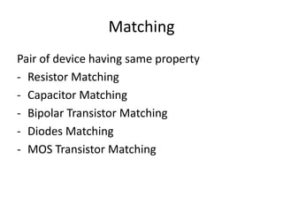 Matching concept in Microelectronics | PDF