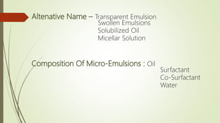 Novel Microemulsion | PPT