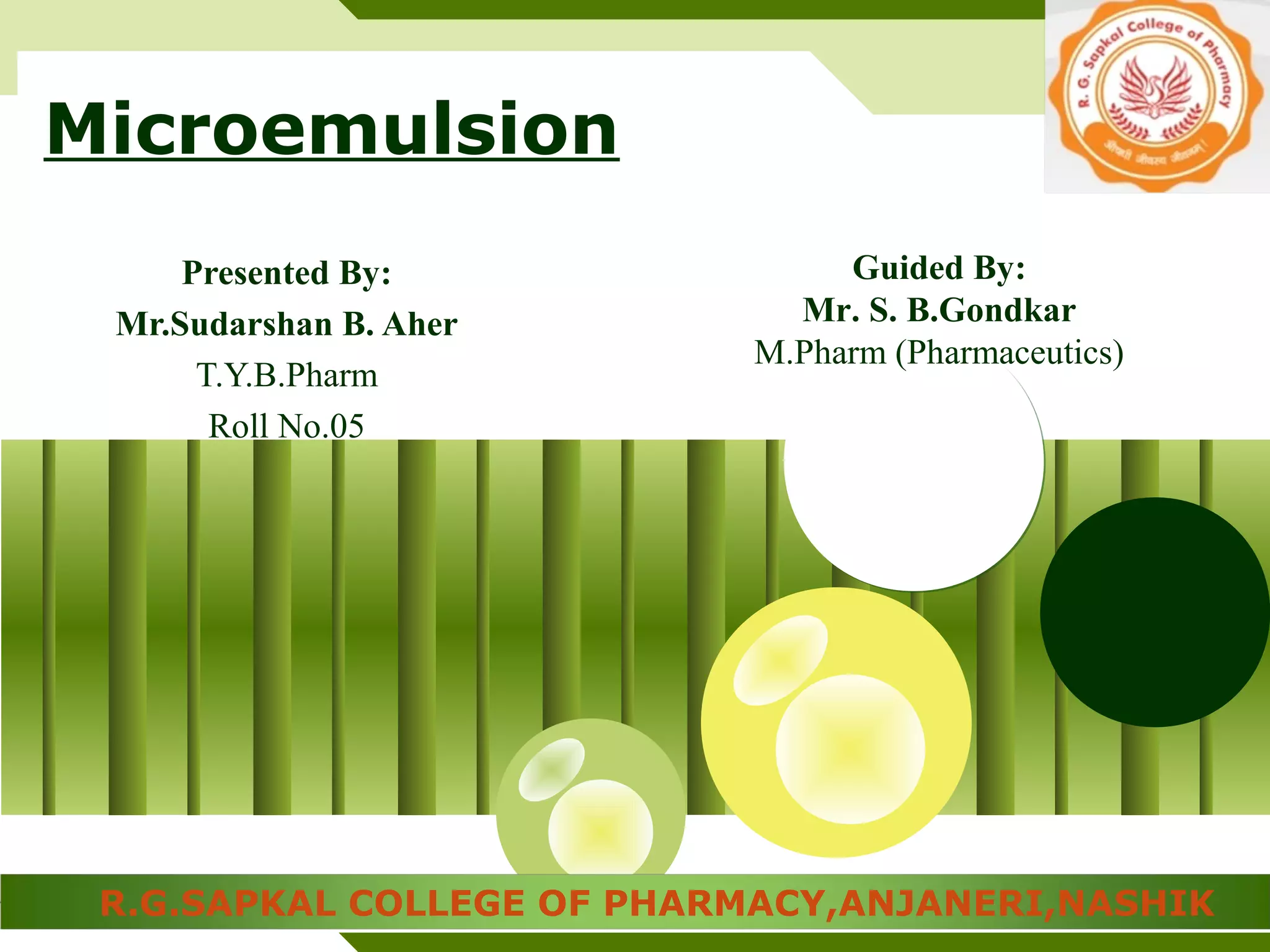 Microemulsion by sudarshan aher | PPT
