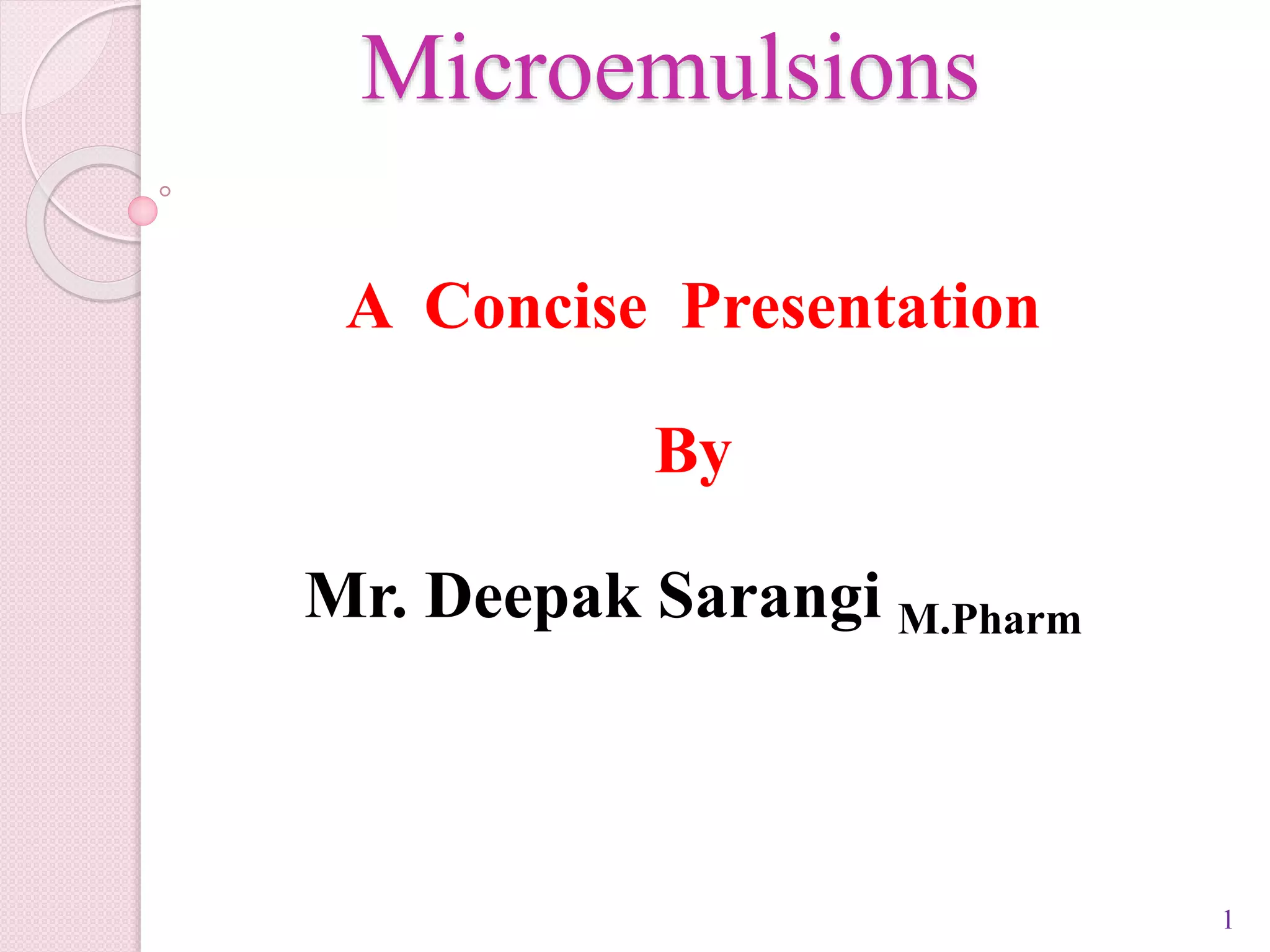 Microemulsions ppt | PPTX