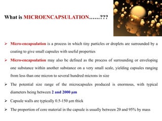 Microencapsulation | PPTX | Chemistry | Science