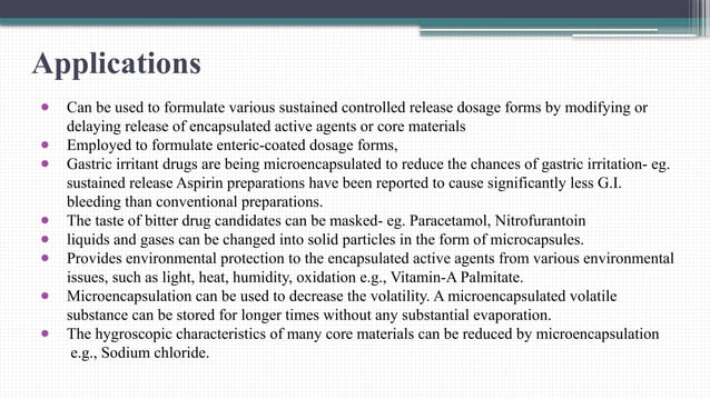 microencapsulation- Unit II Part-A (7th sem) | PPT