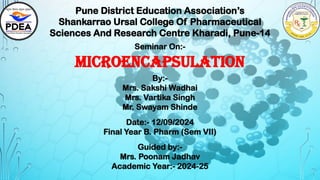 Microencapsulation of Drugs for Masking The taste. | PPT