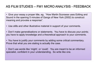 Micro essay feedback | PPTX | Screenwriting | Content Production