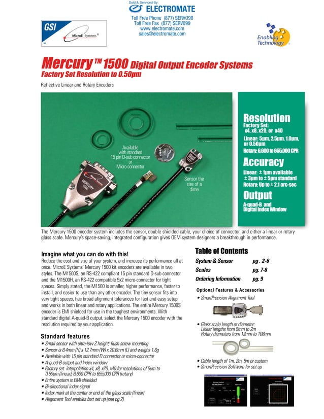 Micro e systems_mercury1500_datasheet | PDF | Computer Peripherals | Computing