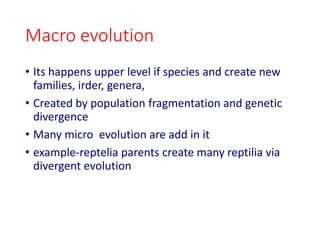 Micro evolution,macro evolution or mega evolution ppt | PPTX
