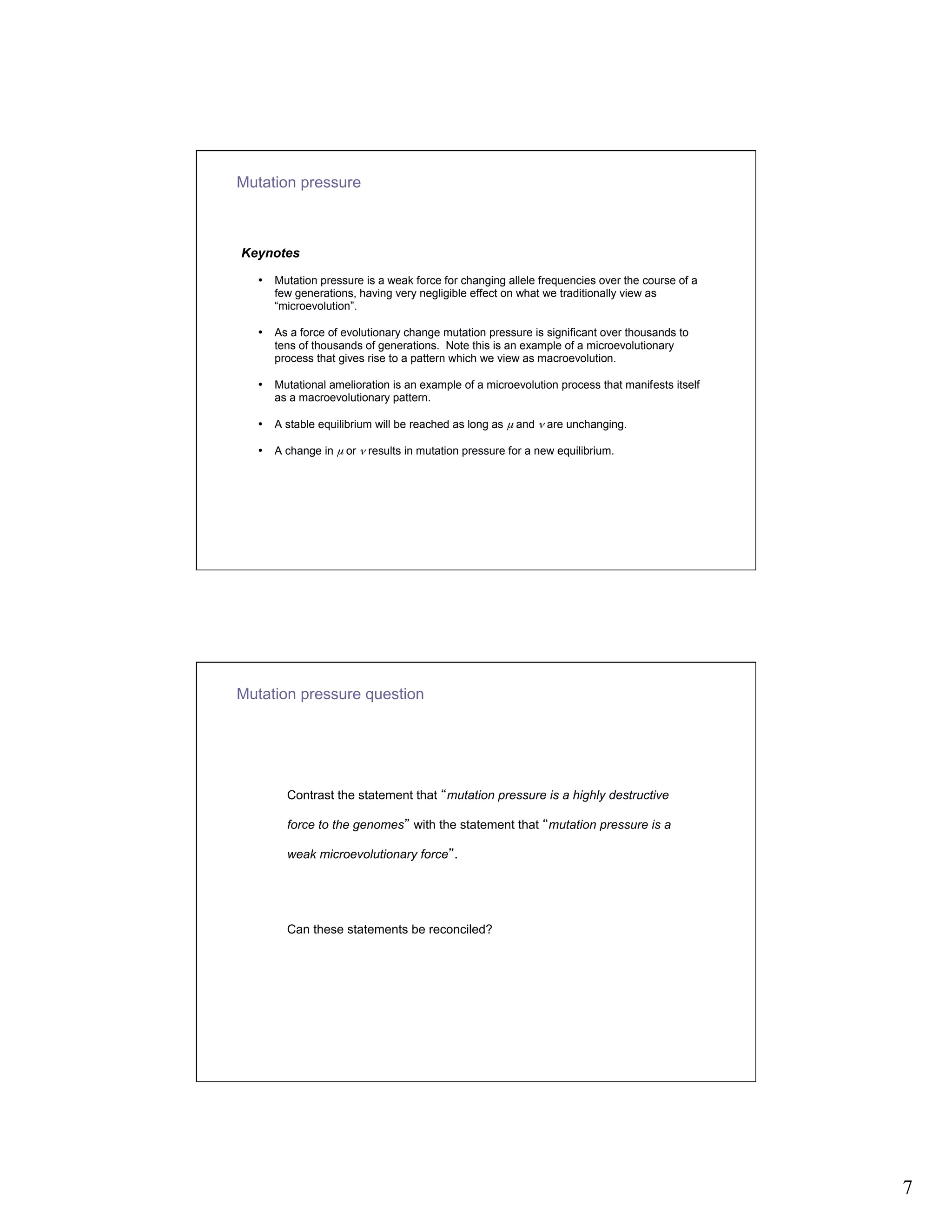 Microevolution & mutation pressure | PDF