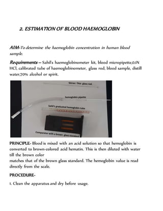 estimation of blood haemoglobin | DOCX