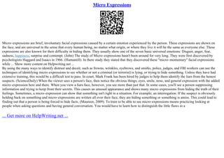 Micro Expressions | PPT