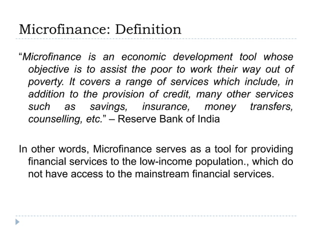 Presentation - Microfinance in India | PPTX