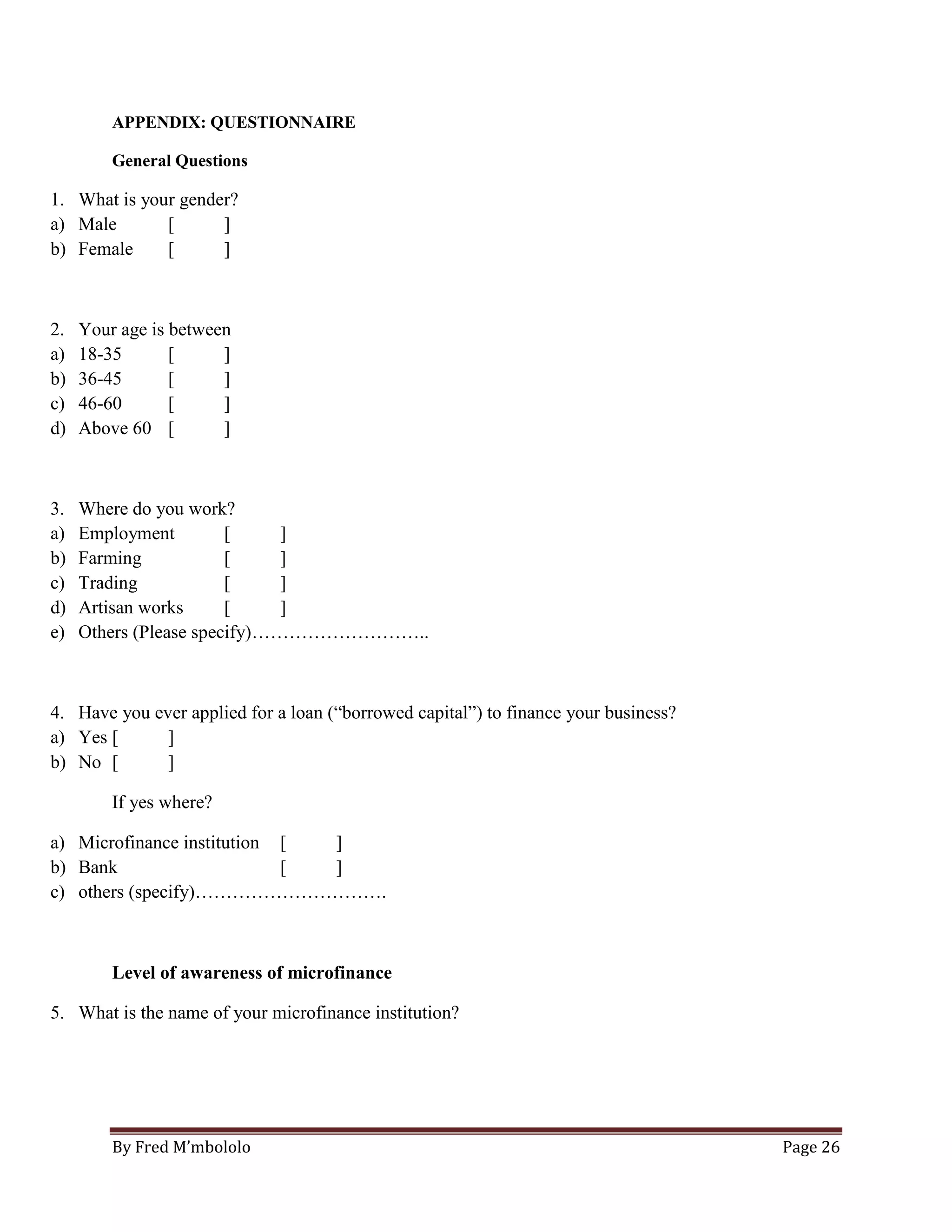 A research proposal on the Impacts of Microfinance in Kenya | PDF