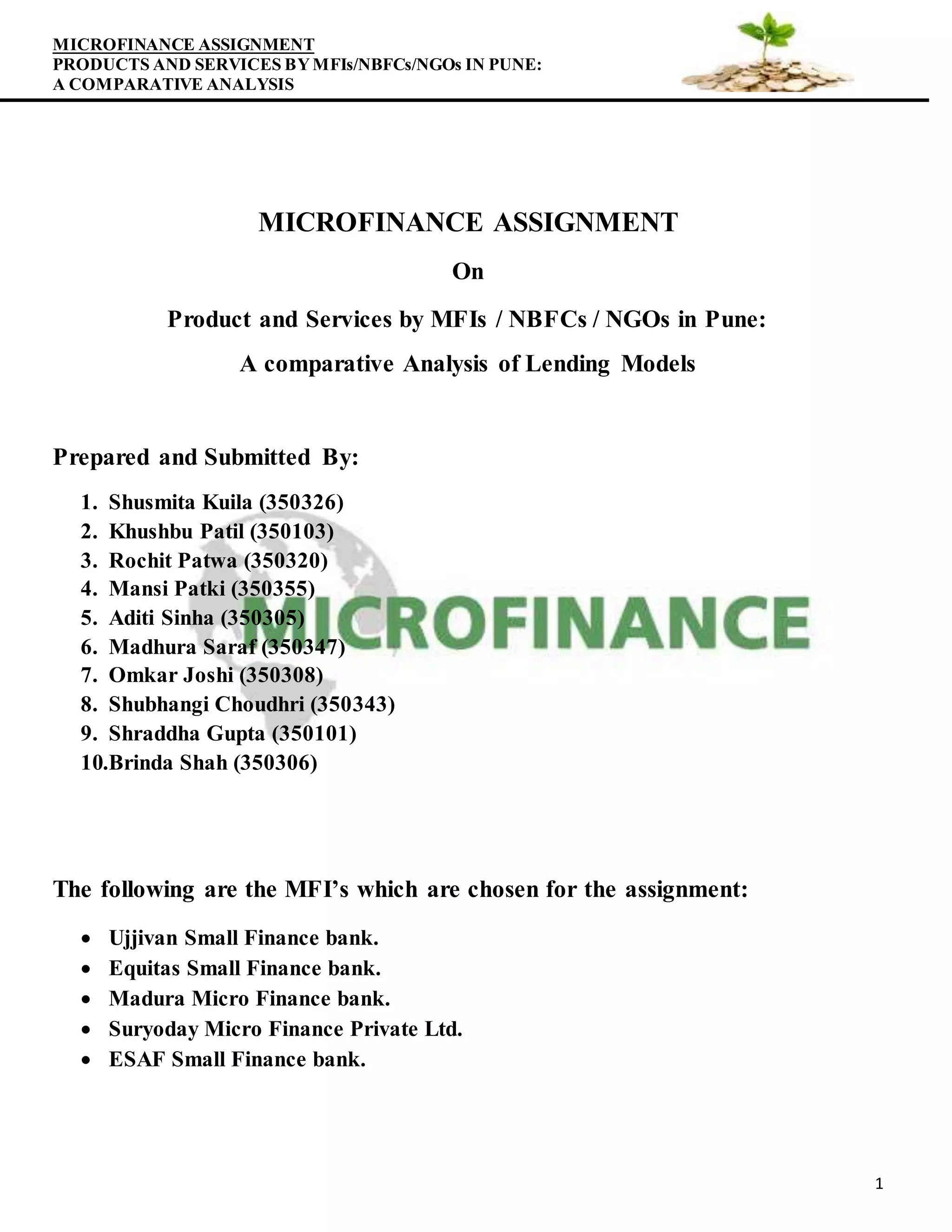 Micro finance Institutions | DOCX