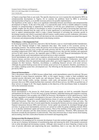 Microfinance banks and entrepreneurship development in nigeria | PDF ...