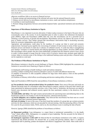 Microfinance banks and entrepreneurship development in nigeria | PDF ...