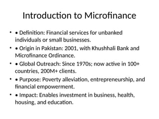 Microfinance_Banks_Pakistan including examples | PPT