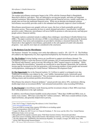 Microfinance and the Double Bottom Line | PDF