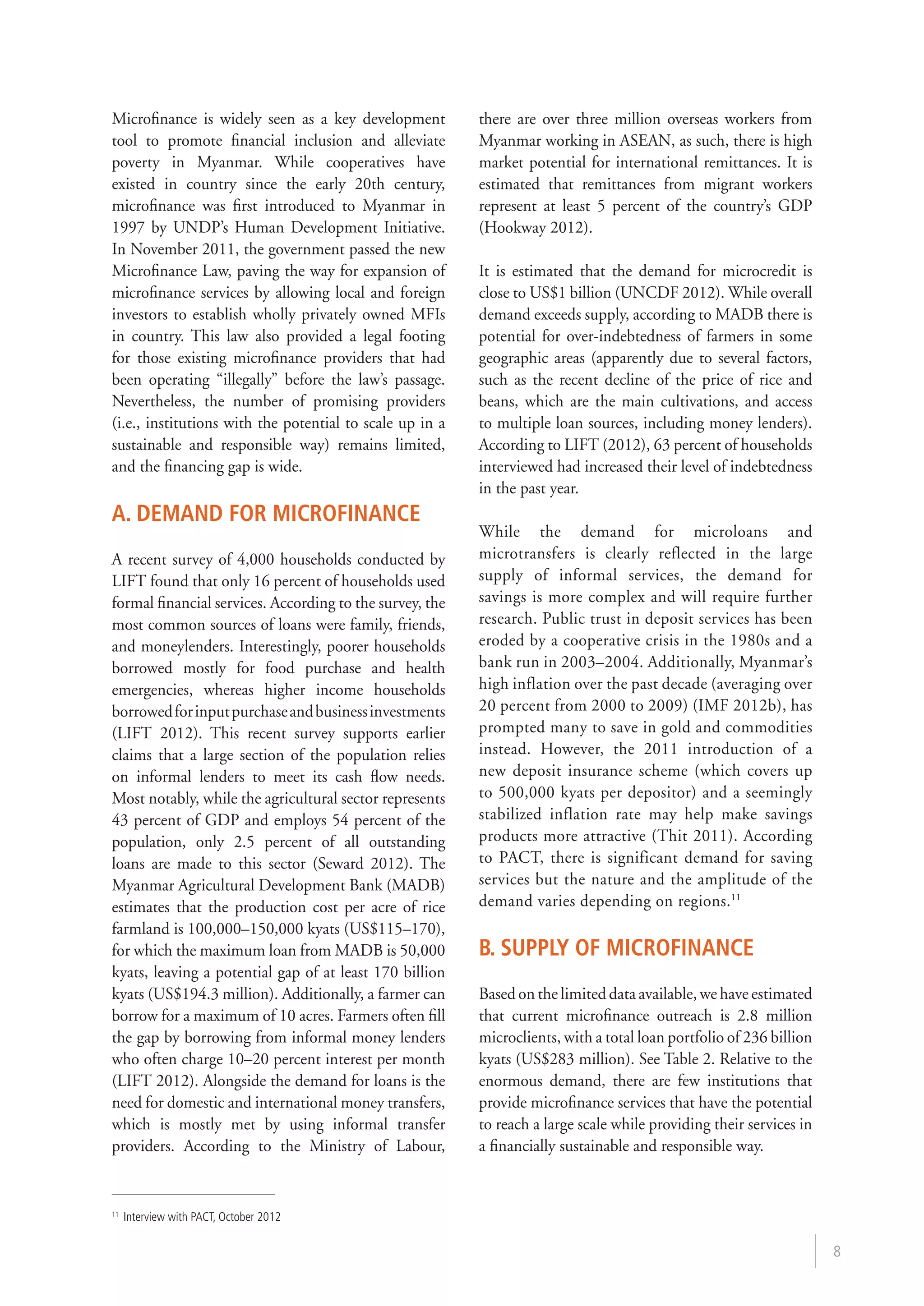 Microfinance in Myanmar Sector Assessment | PDF