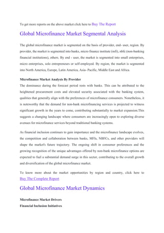 Microfinance Market.docx | Financial Industry | Industries