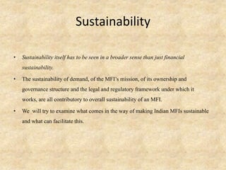 Microfinance Shades Of Sustainability | PPTX