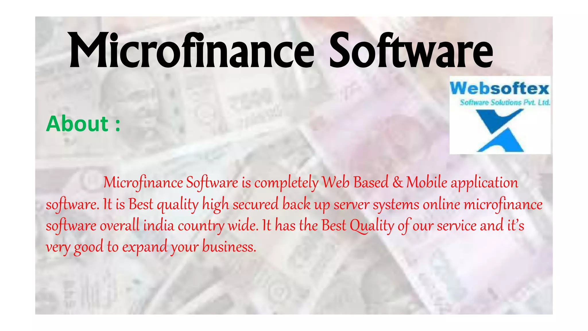 Web Based Microfinance software | PPTX