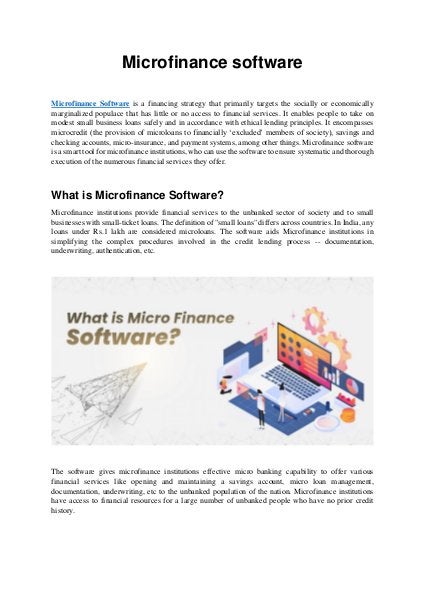 Best Microfinance Software For Your Business | PDF