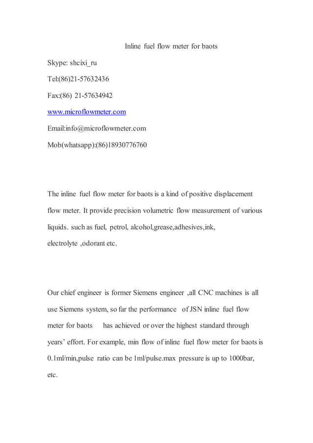 Inline fuel flow meter for boats | DOCX | Physics | Science