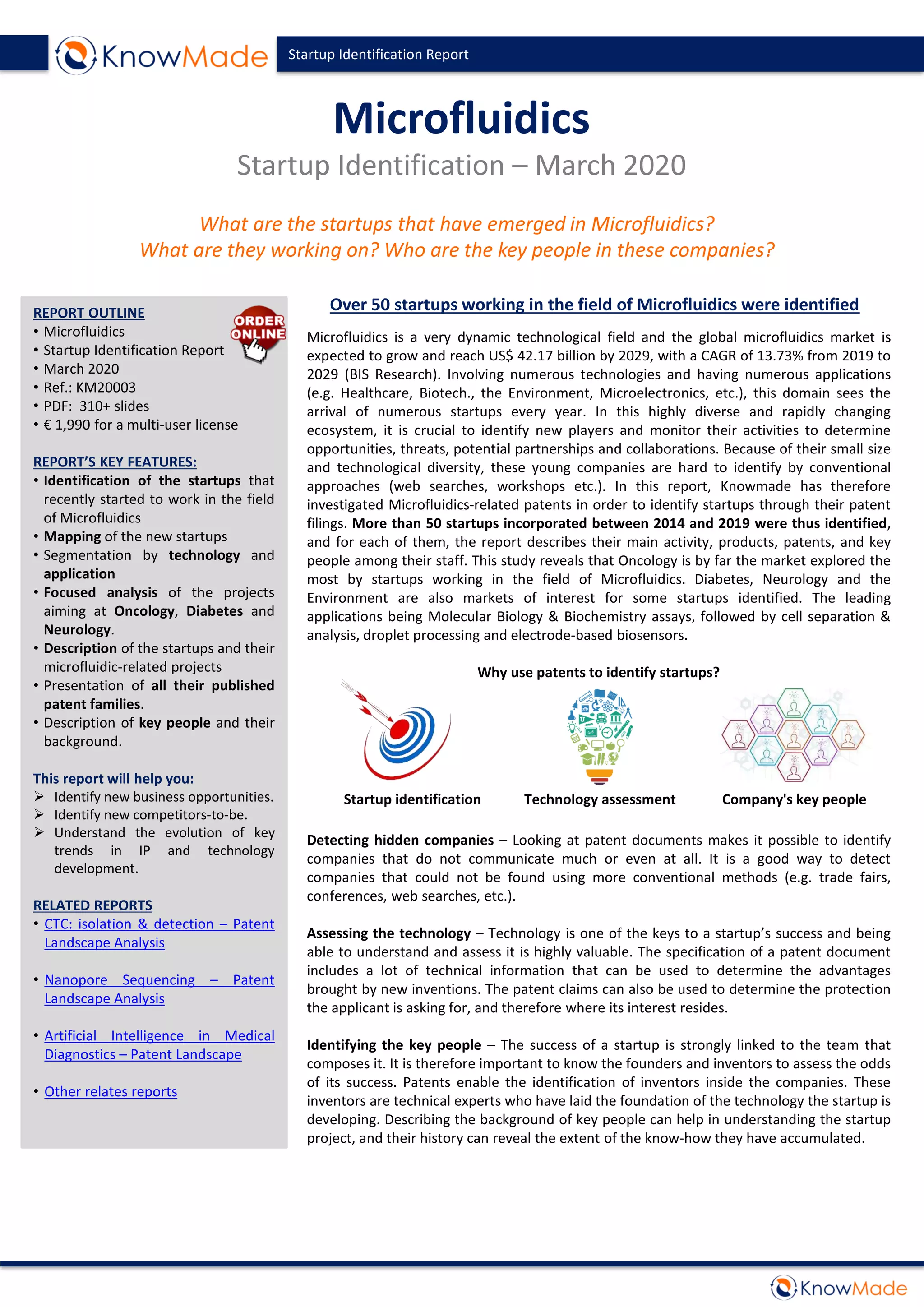 Microfluidics startup identification 2020 flyer | PDF