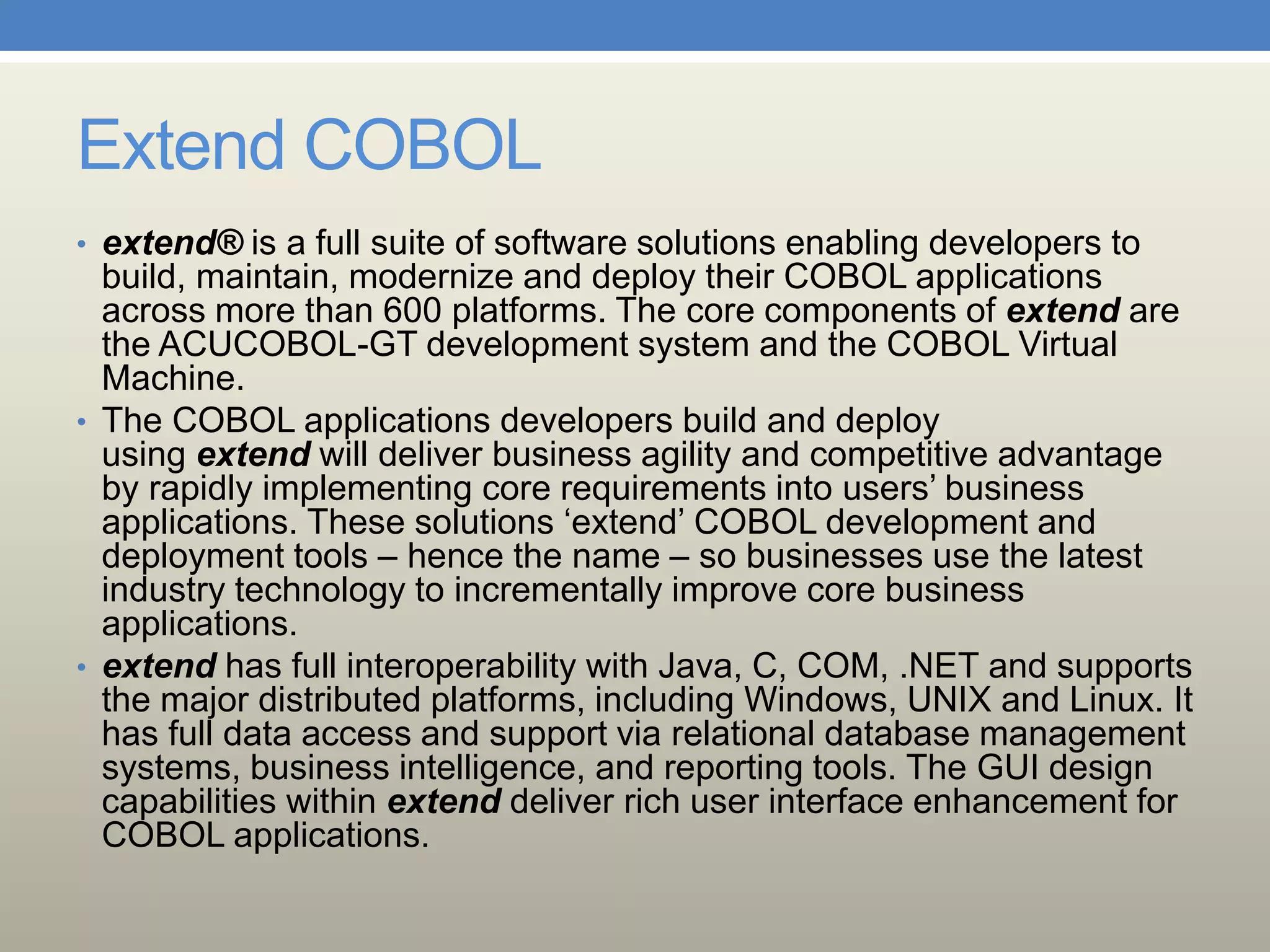 Micro Focus - COBOL Details | PPT