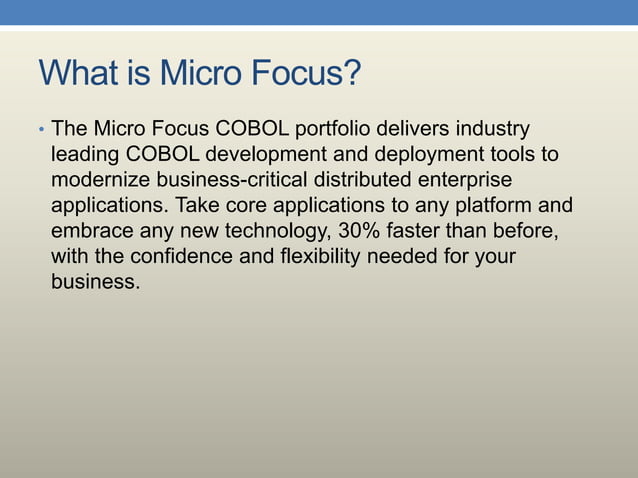 Micro Focus - COBOL Details | PPT