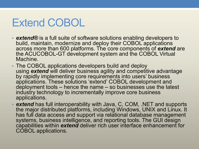 Micro Focus - COBOL Details | PPT