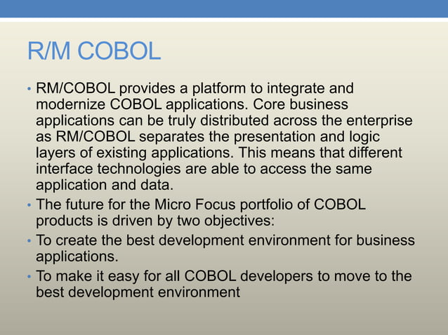 Micro Focus Cobol Details