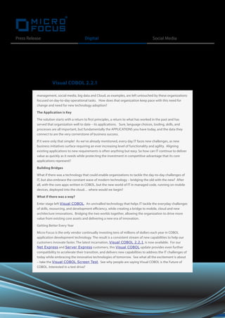 Micro focus visual cobol & mainframe solution information | PDF