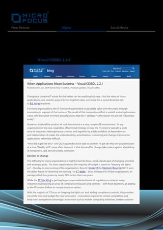 Micro focus visual cobol & mainframe solution information | PDF