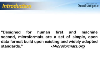Microformats, Institute of Engineering and Technology | PPTX