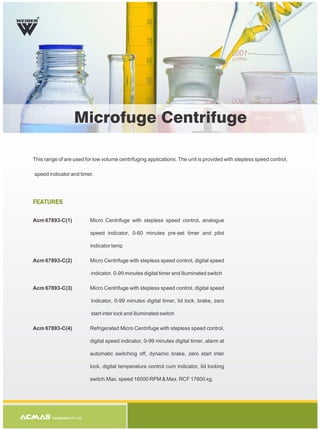 Microfuge Centrifuge by ACMAS Technologies Pvt Ltd. | PDF