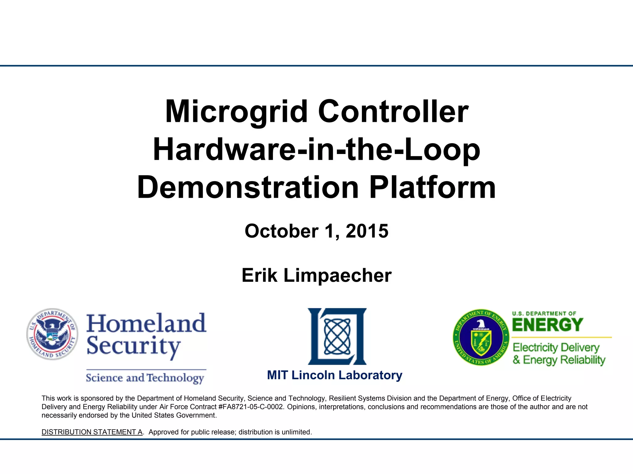 Microgrid Controller HIL Demonstration Platform | PPT