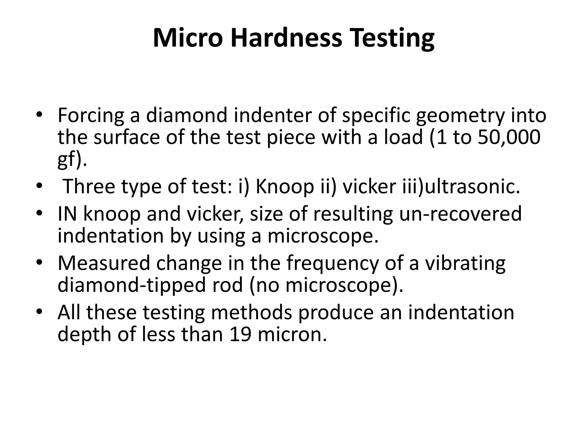 Micro hardness testing | PPTX