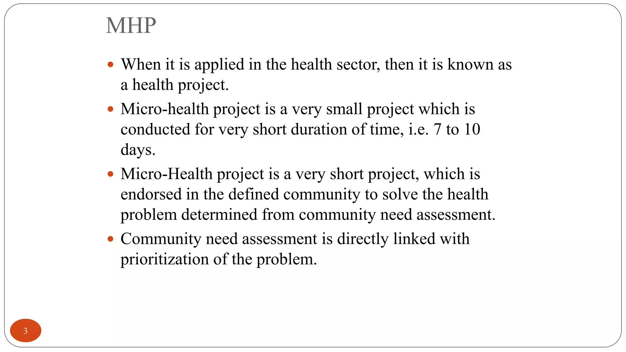Micro health project (mhp) | PPTX