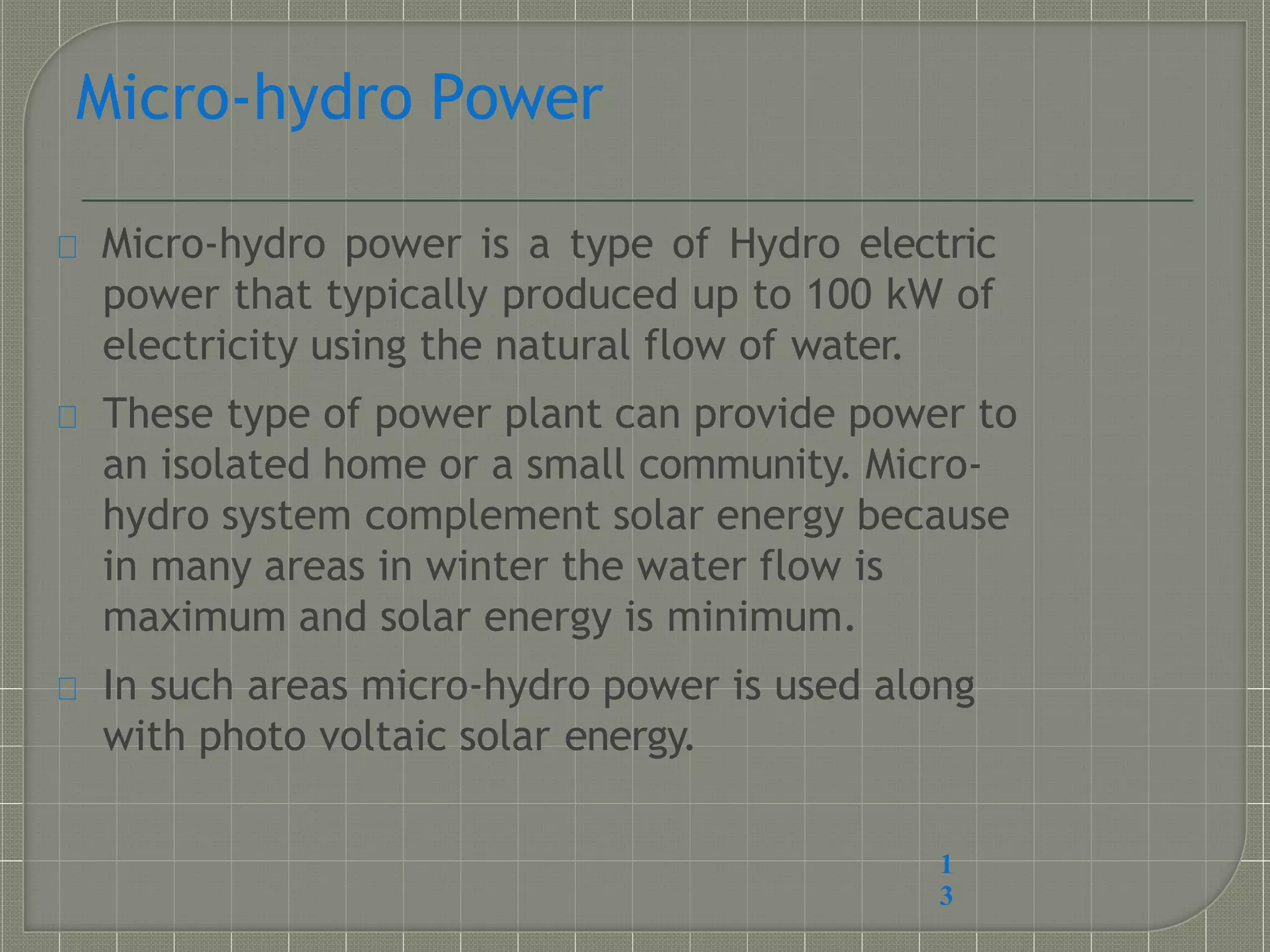 Micro hydropower plant | PPTX