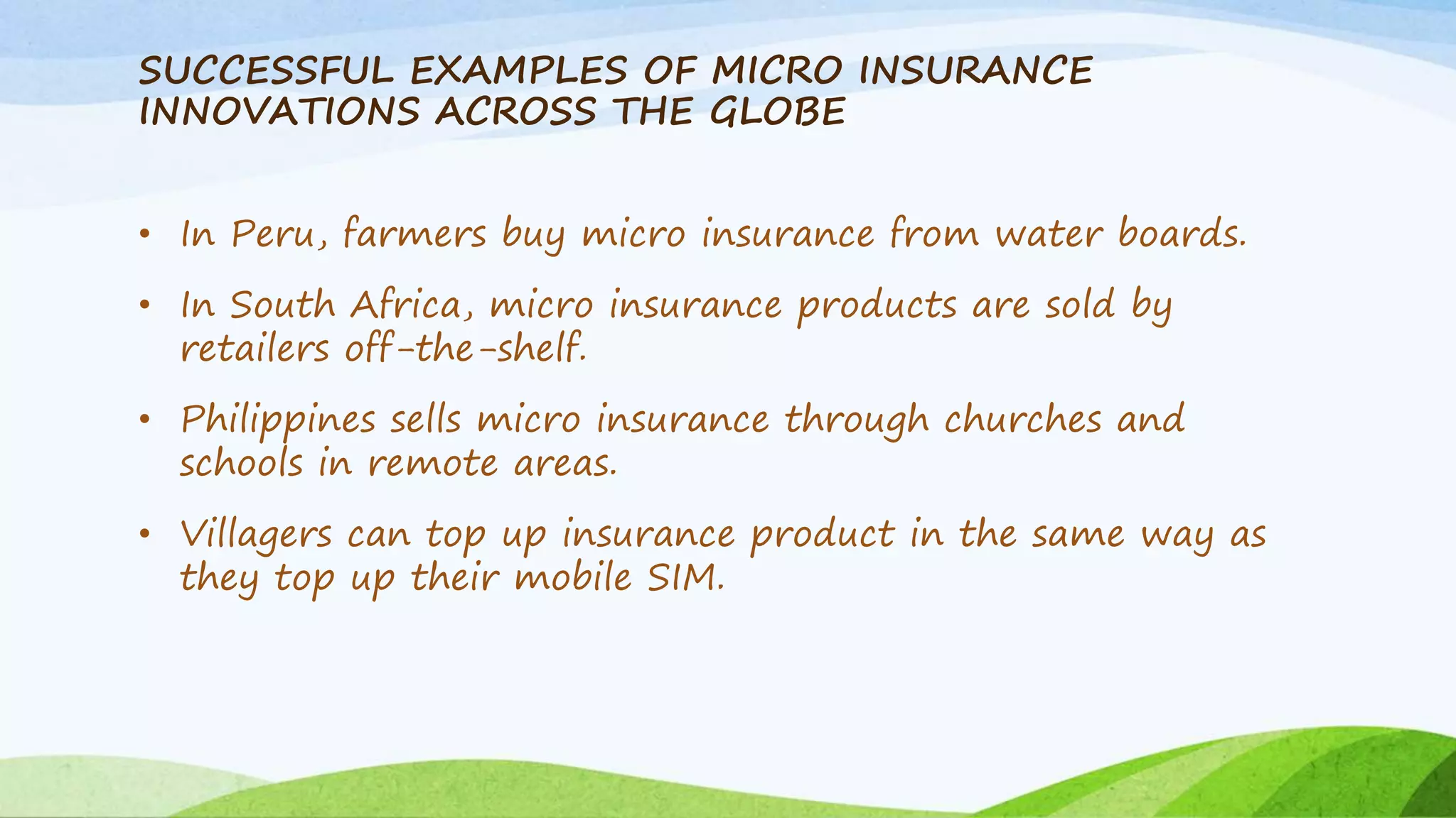 Sustaining micro insurance through innovations | PPT