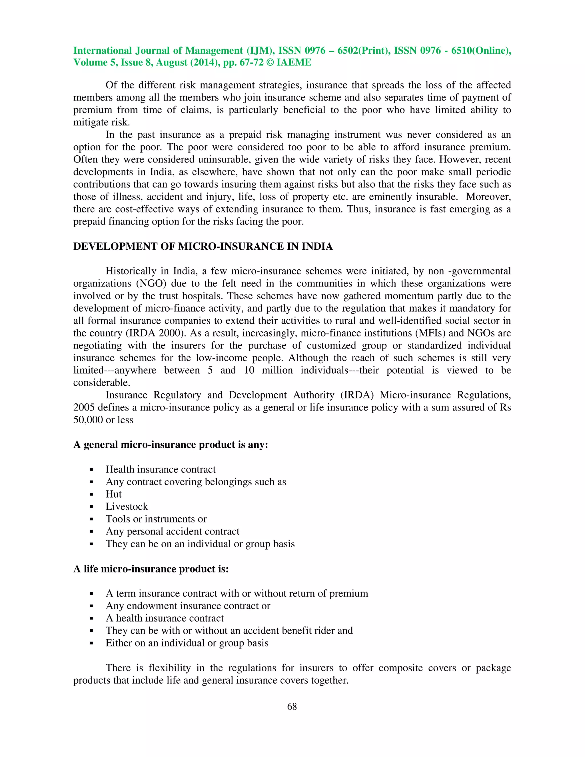 Micro insurance in india | PDF