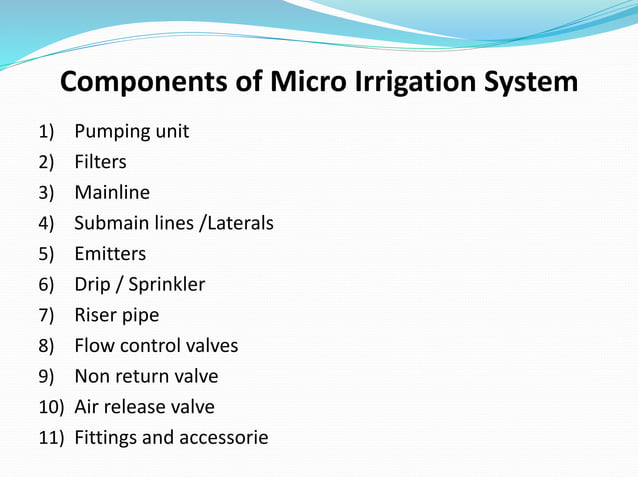 MICRO IRRIGATION in detail with example.pptx | Agriculture | Industries