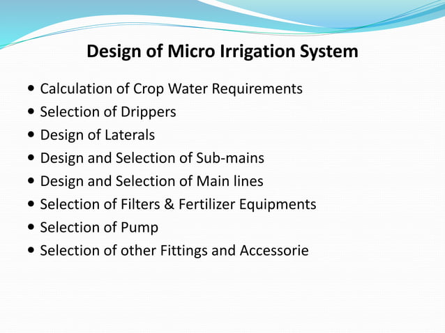 MICRO IRRIGATION in detail with example.pptx | Agriculture | Industries