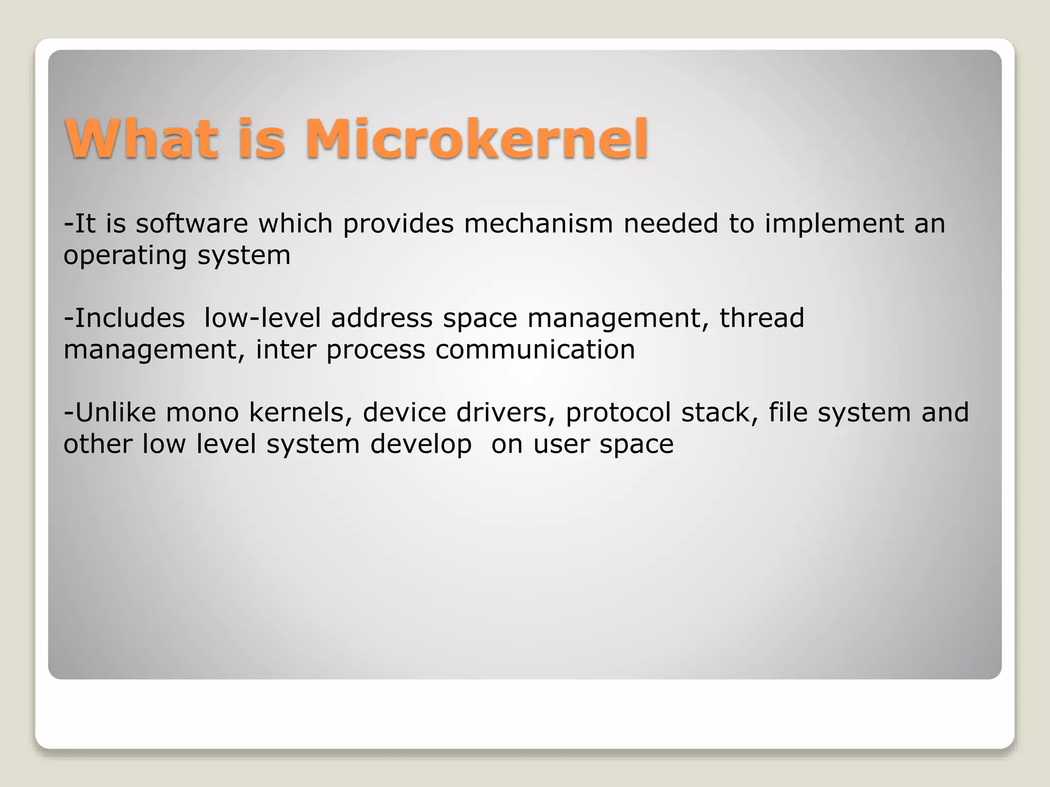 Microkernel Pptx Operating Systems Computer Software And Applications