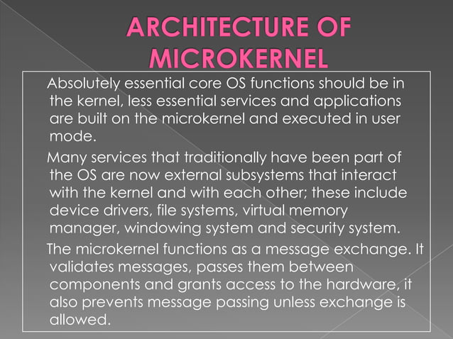 Microkernel Architecture Pptx Operating Systems Computer Software And Applications