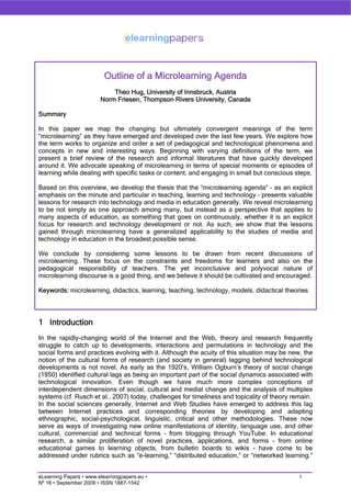 Outline of a Microlearning Agenda | PDF