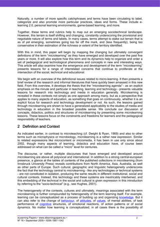 Outline of a Microlearning Agenda | PDF | Workshops and Classes ...