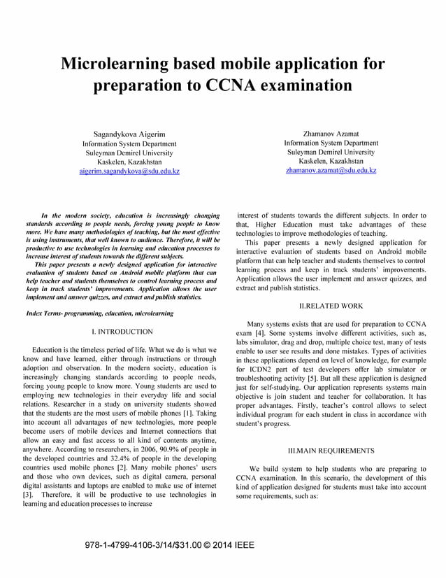 Microlearning based mobile application for preparation to CCNA ...