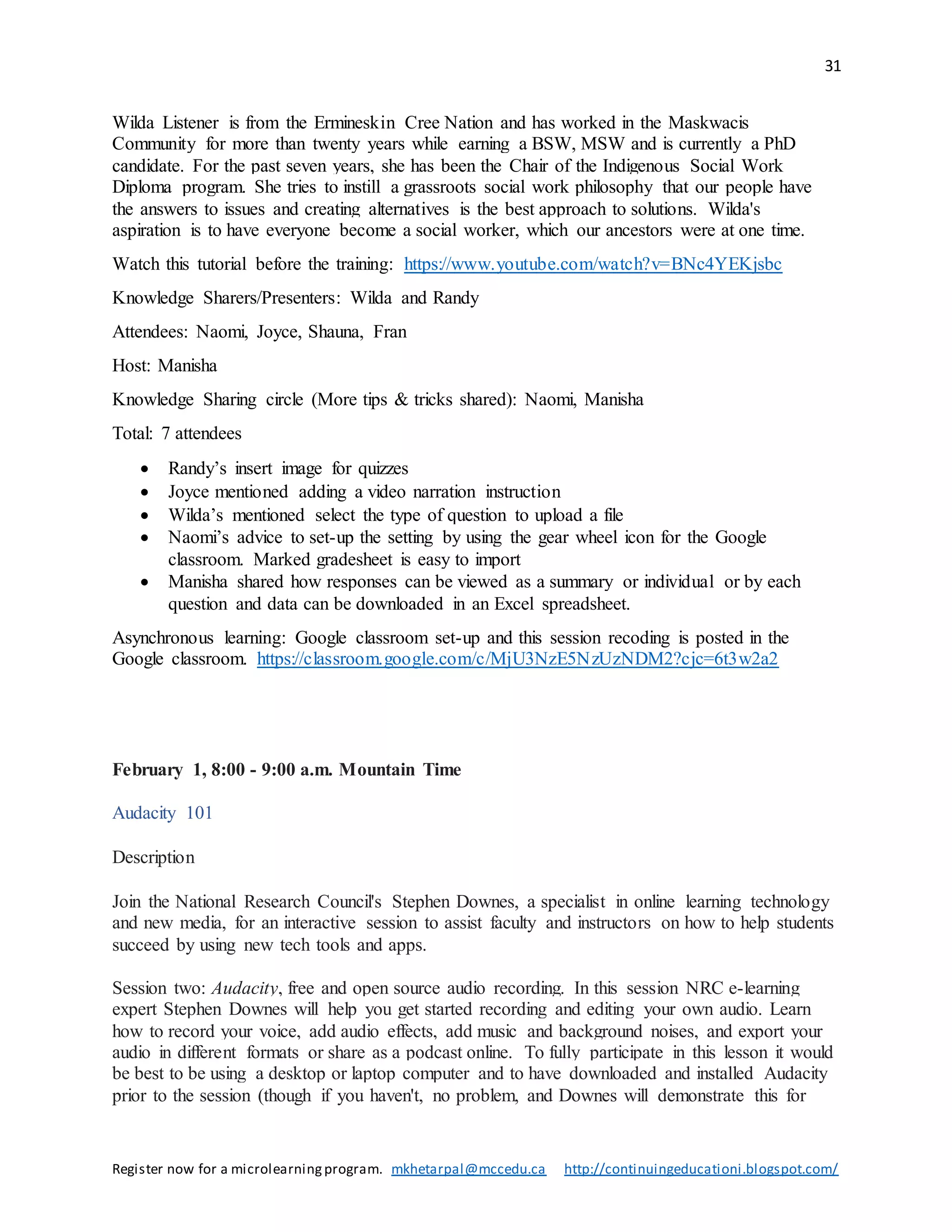 Microlearning calendar 2021 | DOCX